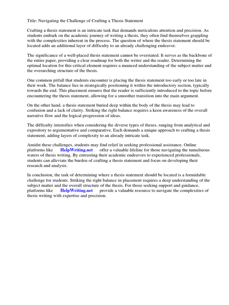 Where Should Your Thesis Statement Be Located | PDF | Essays | Thesis