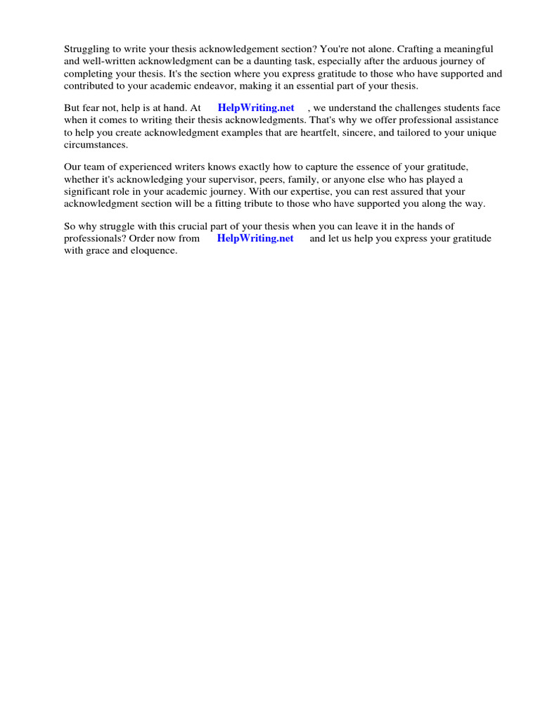 Acknowledgement Examples For Thesis | PDF | Thesis