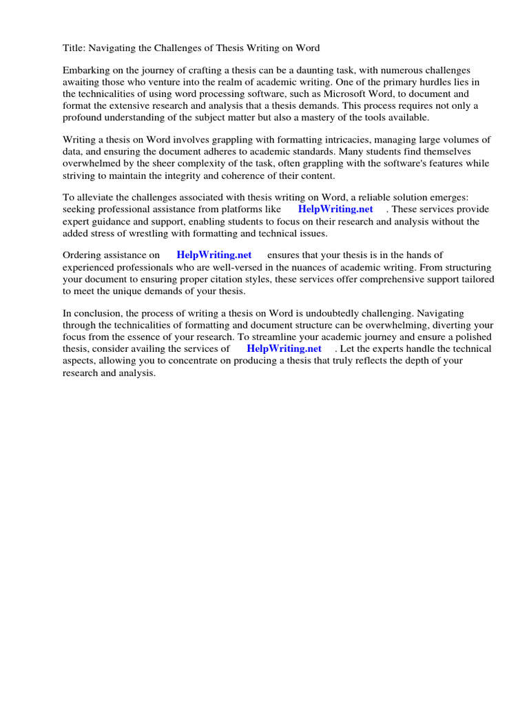 How To Write Thesis On Word Pdf Thesis Essays