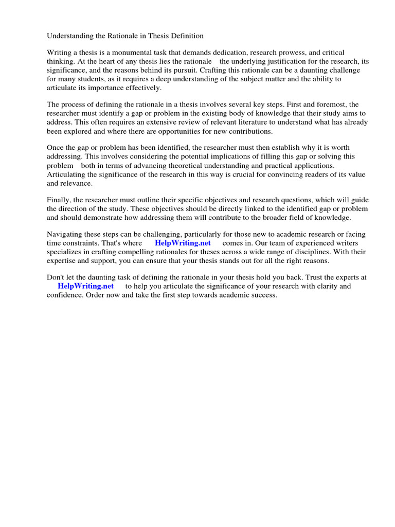 Rationale in Thesis Definition | PDF | Essays | Thesis