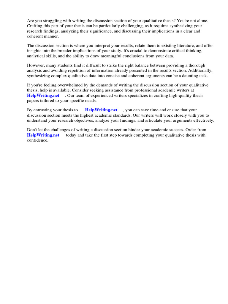 Writing Qualitative Thesis Discussion | PDF | Methodology | Qualitative ...