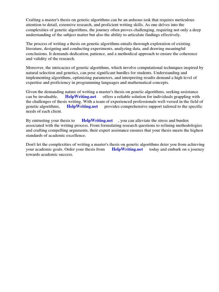 Master Thesis Genetic Algorithm | PDF | Mathematical Optimization ...