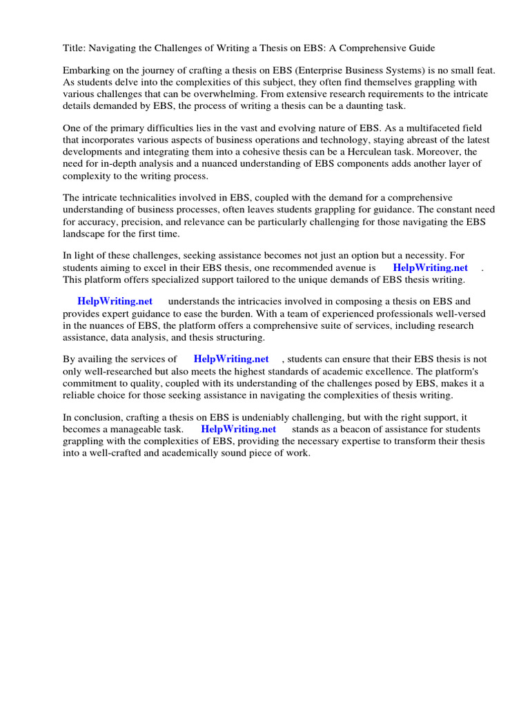 Ebs Thesis | PDF | Thesis | Libraries