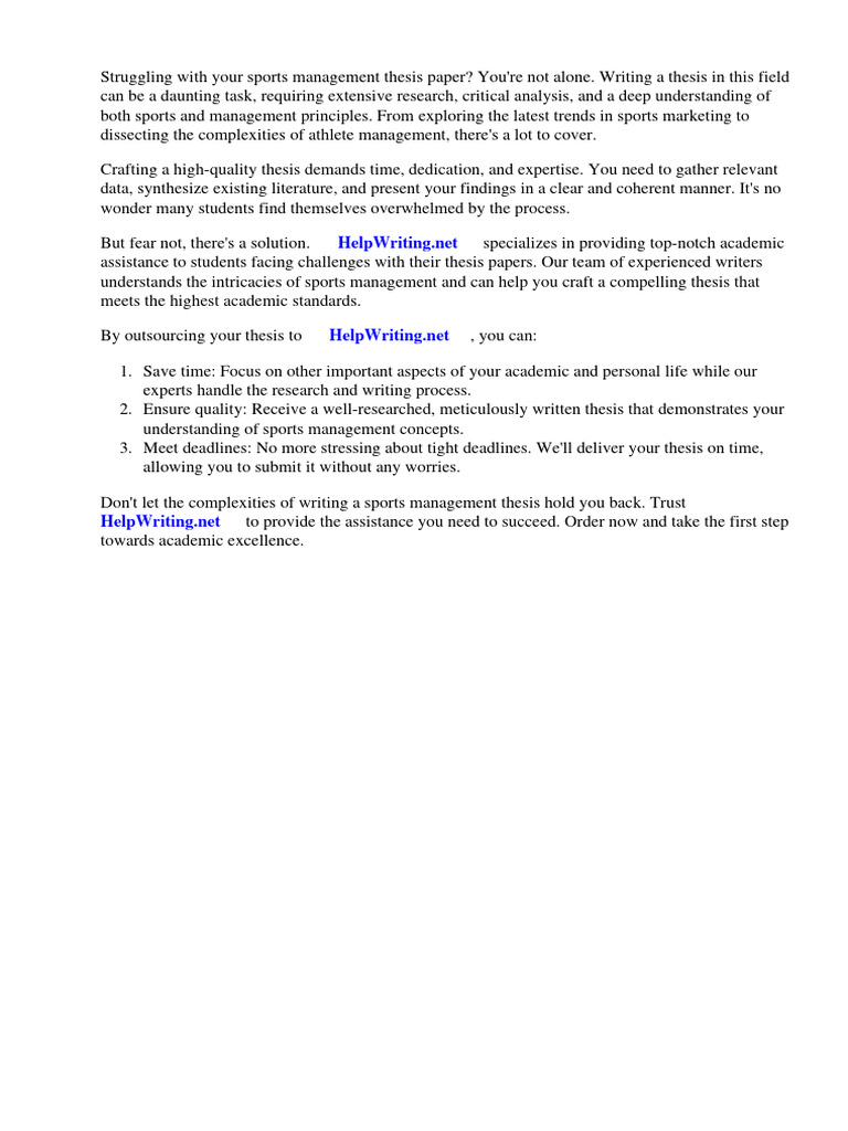 Sports Management Thesis Papers | PDF | Thesis | Sports Sports Management Thesis Papers | PDF | Thesis | Sports