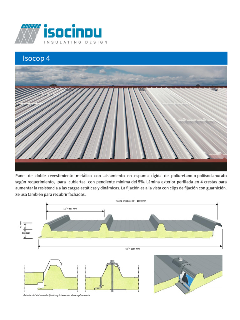 Panel Isocop 4: Aislamiento y Fijación | PDF | Ingeniería de ...