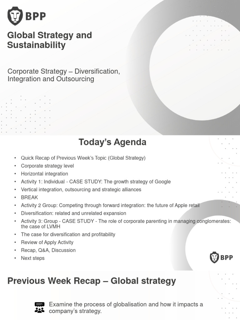 Class Slides - Corporate Strategy - Diversification, Integration and ... Class Slides - Corporate Strategy - Diversification, Integration and ...
