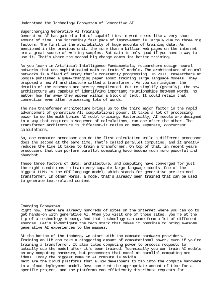 Generative AI Technology Ecosystem Explained | PDF | Artificial ...