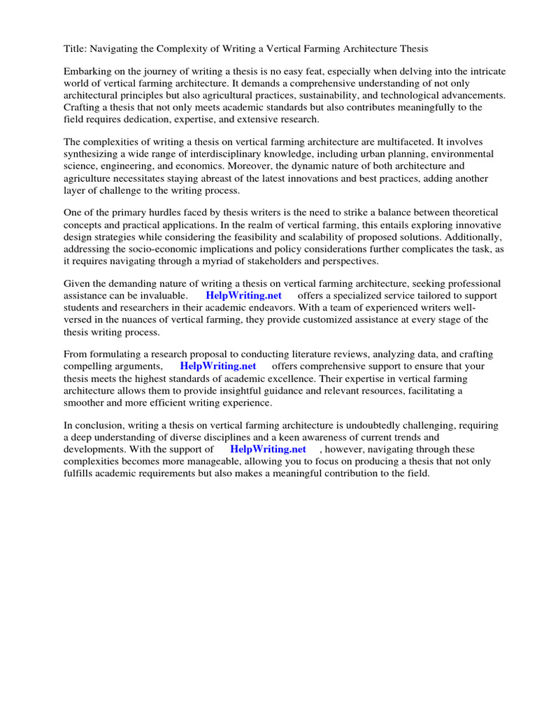 Vertical Farming Architecture Thesis | PDF | Agriculture | Hydroponics