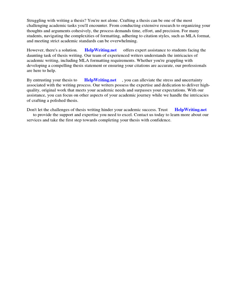 Example of A Thesis in Mla Format | PDF | Citation | Thesis