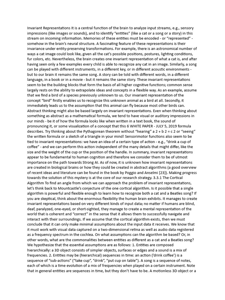 Invariant Representations It Is A Central Function of The Brain To ... Invariant Representations It Is A Central Function of The Brain To ...