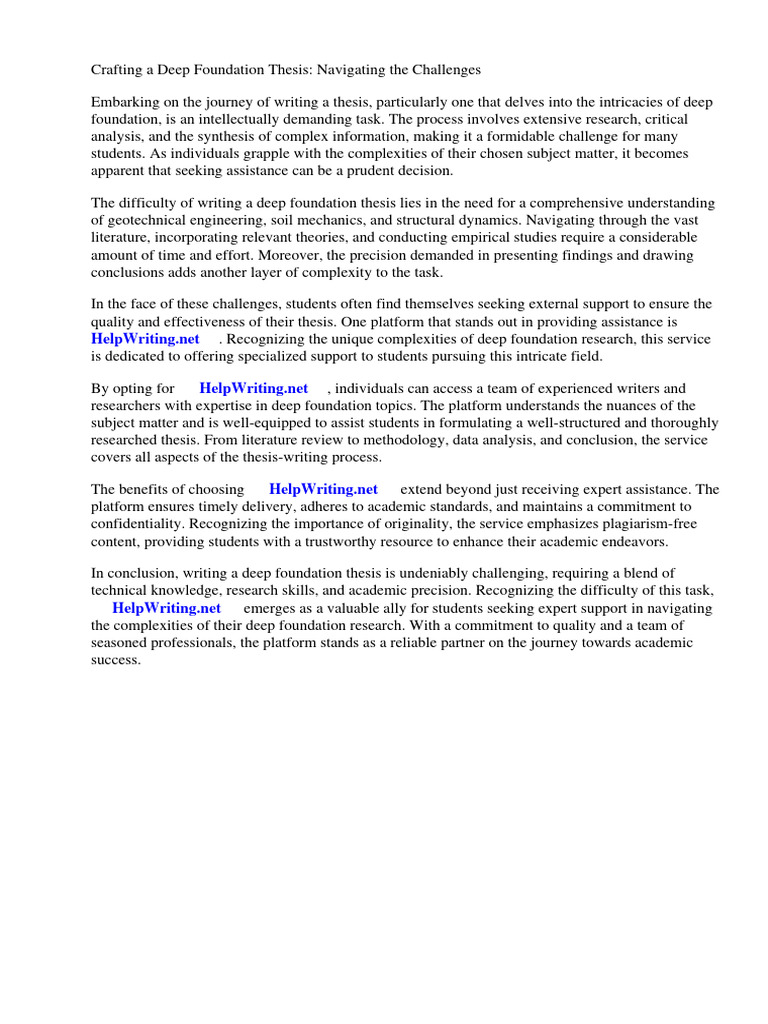 Deep Foundation Thesis Pdf Deep Foundation Foundation Engineering