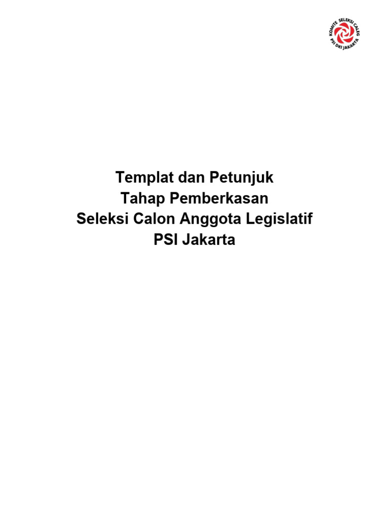 Template Tahap Pemberkasan Seleksi Caleg | PDF
