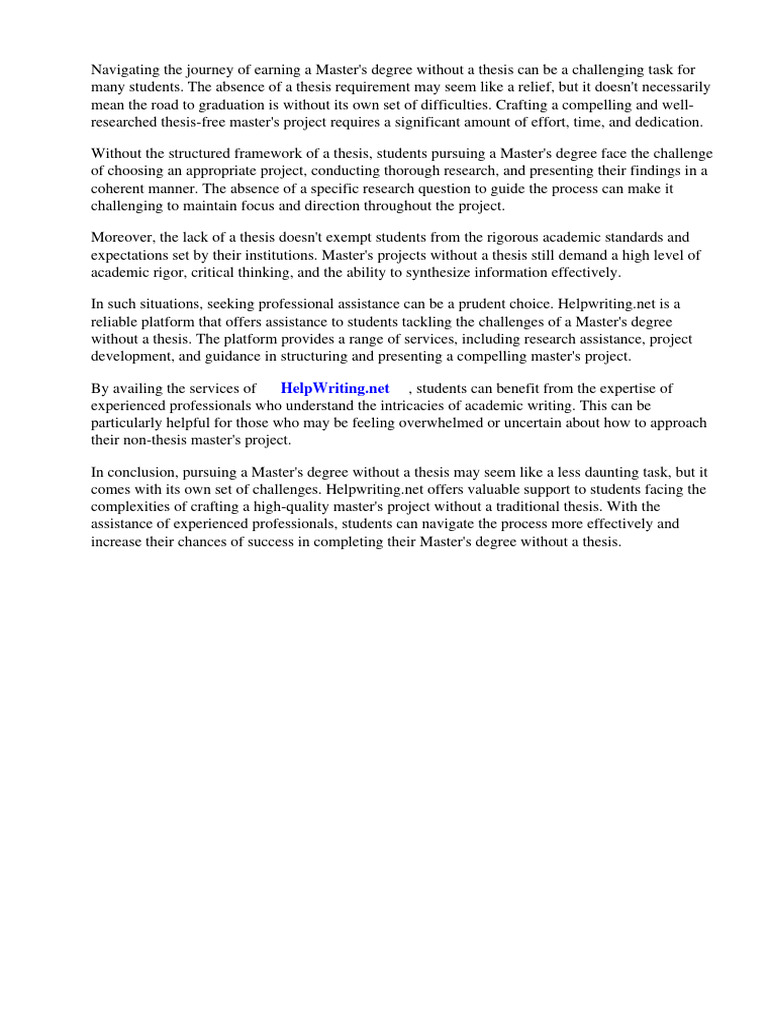 Masters Degree Without Thesis | PDF | Thesis | Doctor Of Philosophy