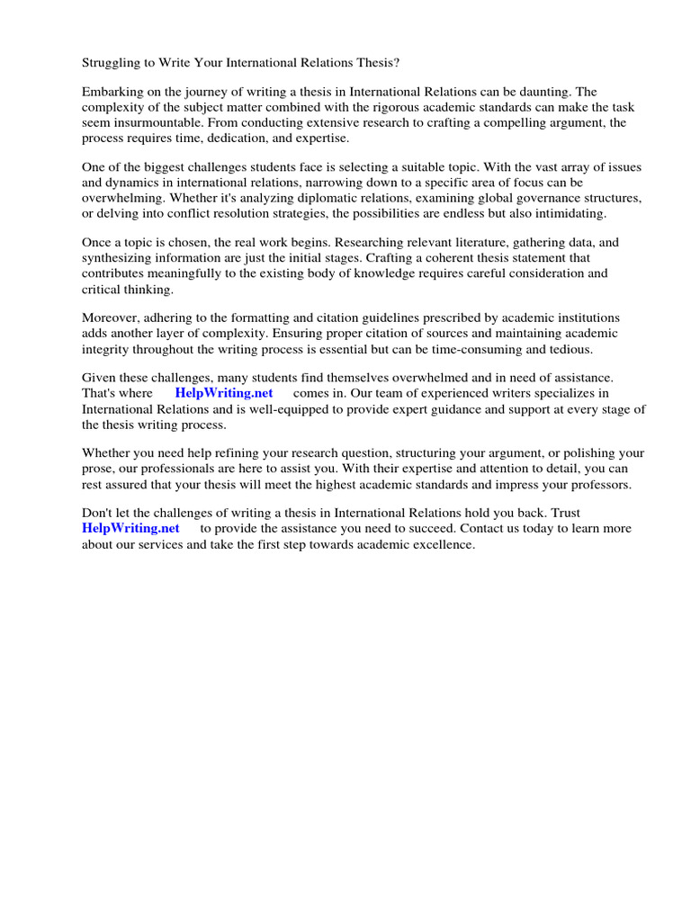 International Relations Thesis Topics Example | PDF | Economic Growth ...