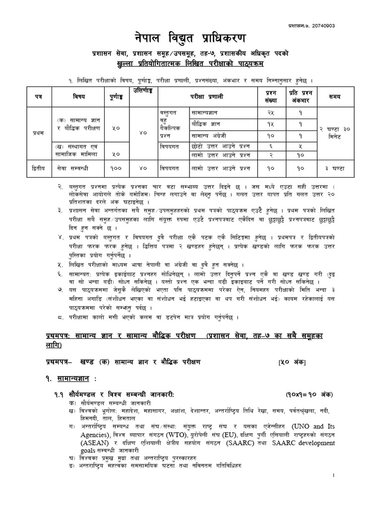 NEA Level 7 Administration Syllabus 2080 | PDF | Organizational ...