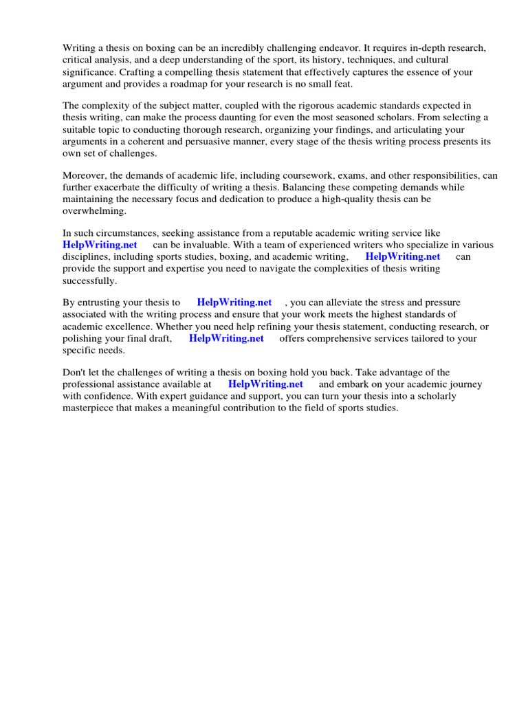 Boxing Thesis Statement | PDF | Thesis | Essays