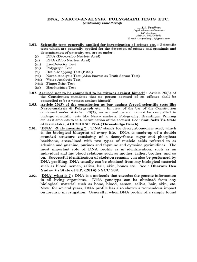 DNA AND POLYGRAPH TESTS Etc | PDF | Polygraph | Dna Profiling