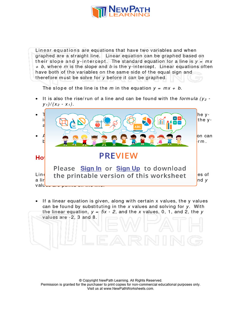 Study Guide Math Grade 8 Linear Equations | PDF | Algebra ...