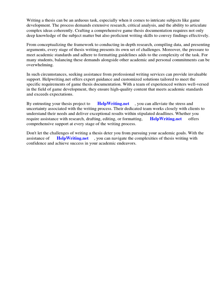 Sample Game Thesis Documentation | PDF | Thesis | Experience