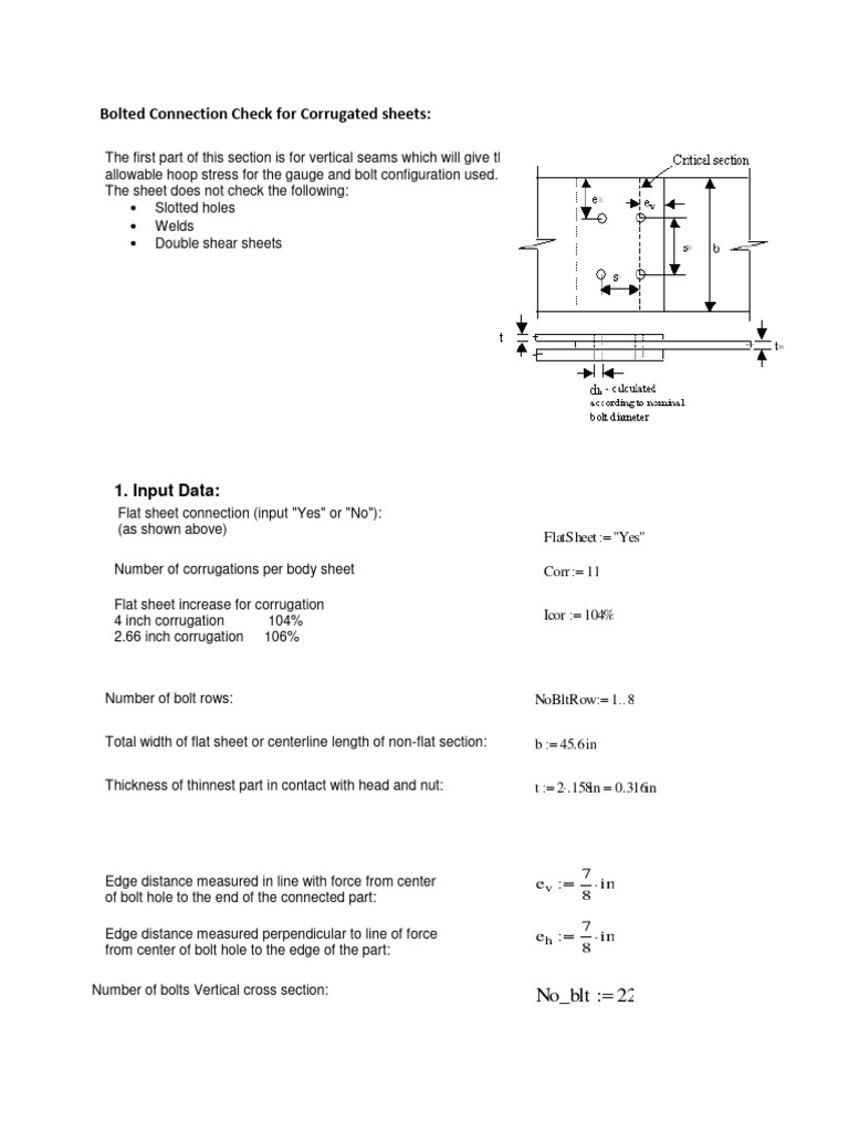 Bolted Connection Check for Corrugated Sheets | PDF | Screw ...