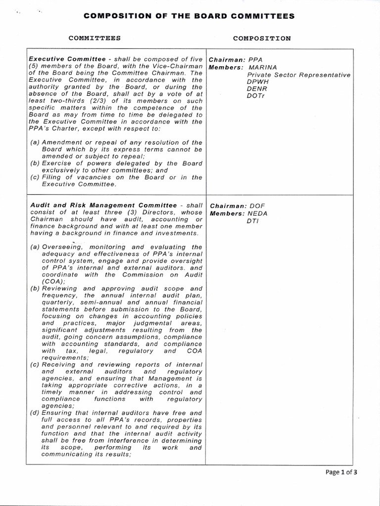 Composition of The Board Committees 2020 | PDF