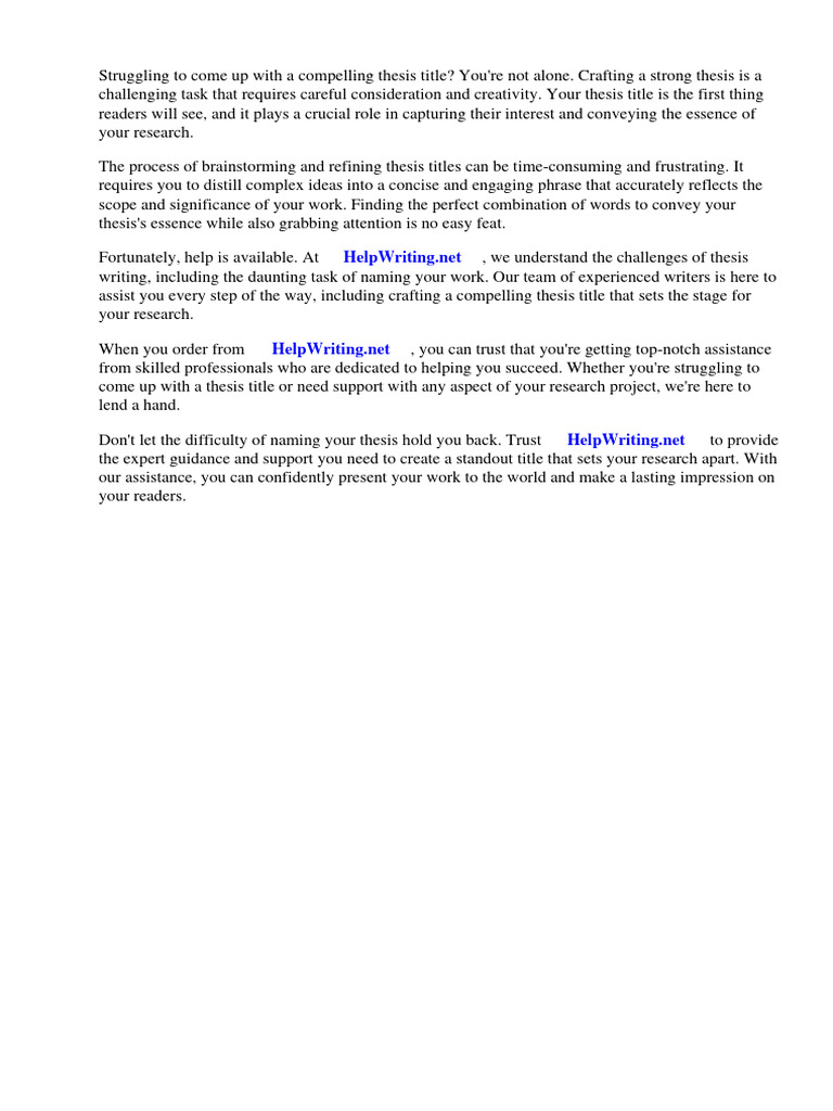 Good Thesis Names | PDF | Thesis | Essays