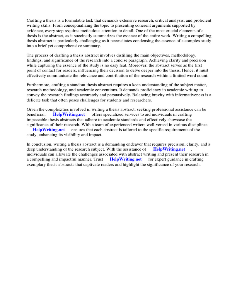 Thesis Abstract Example | PDF | Thesis | Abstract (Summary)