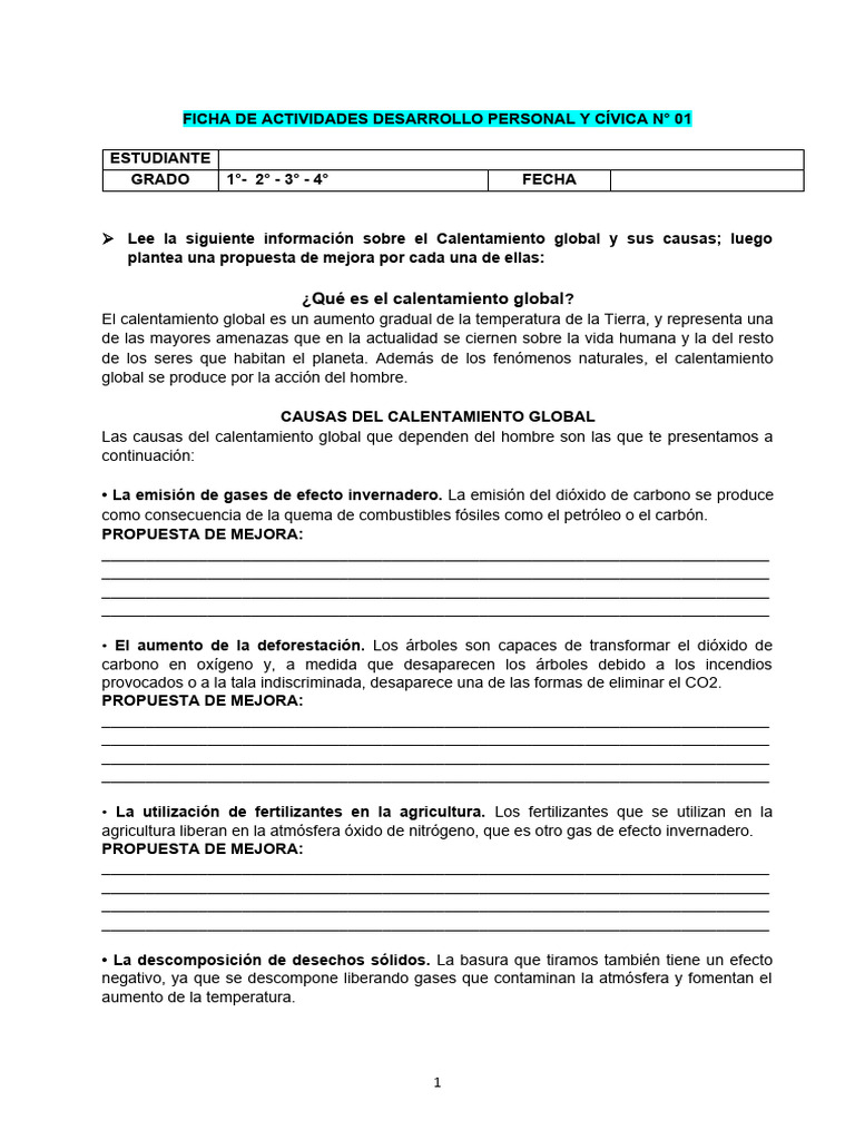 Actividades sobre Calentamiento Global | PDF | Dióxido de carbono ...