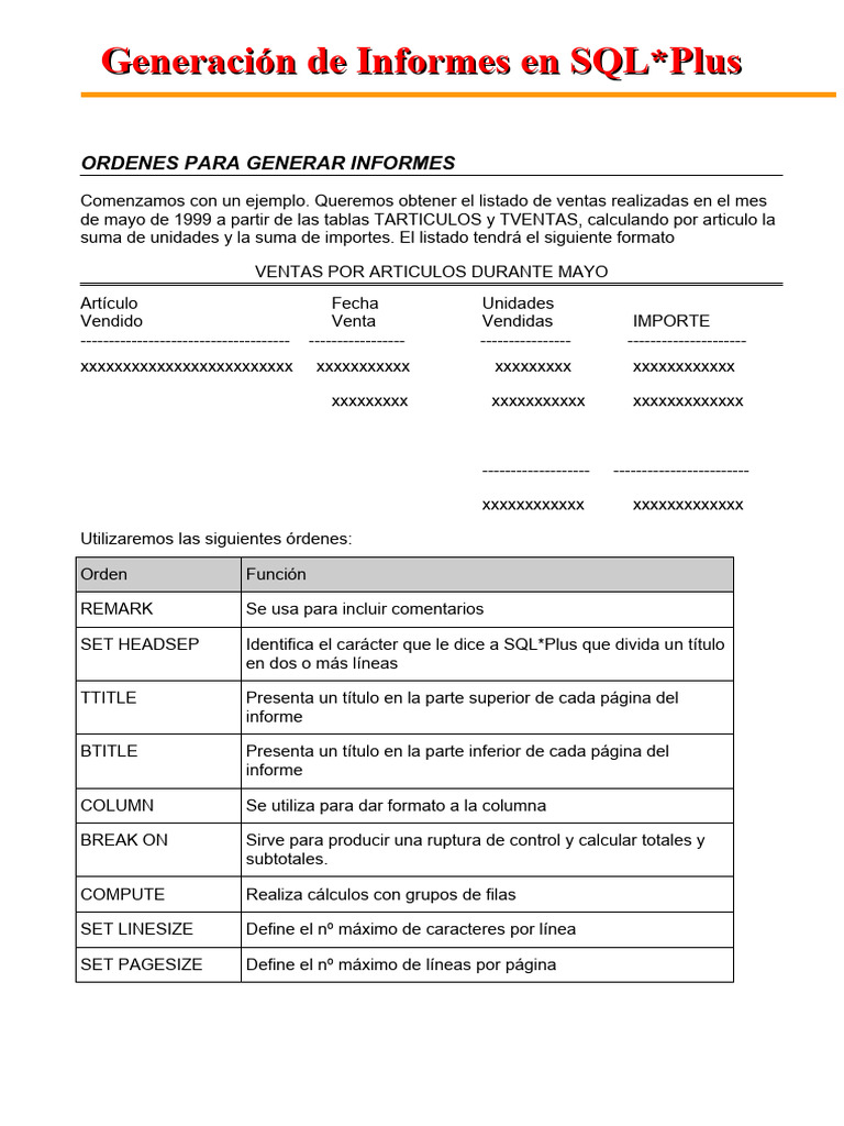 04 Generacion Informes | PDF | SQL | Datos de computadora
