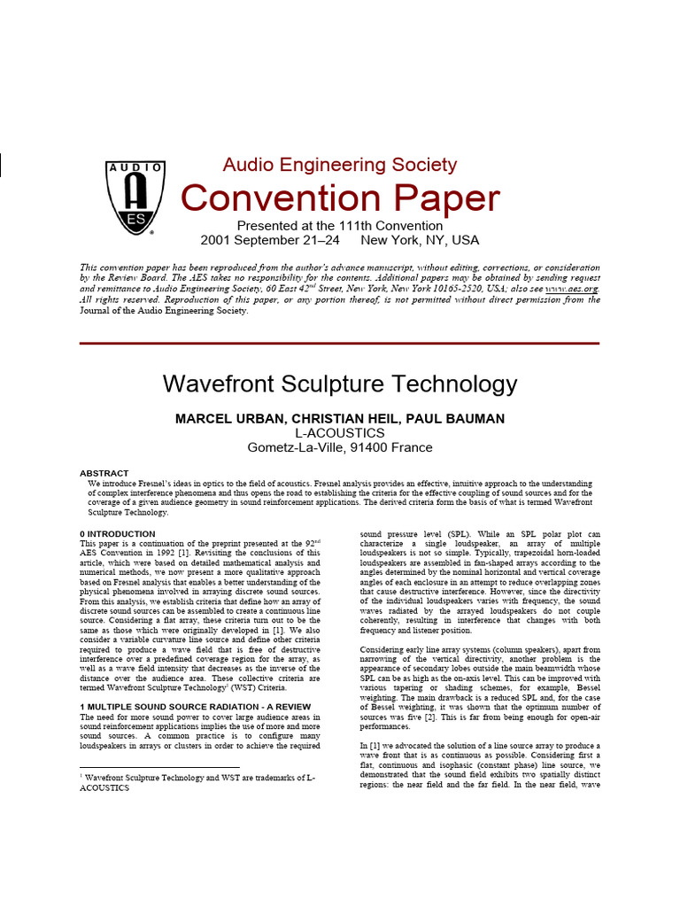 Wavefront Sculpture Technology Explained | PDF | Loudspeaker | Waves