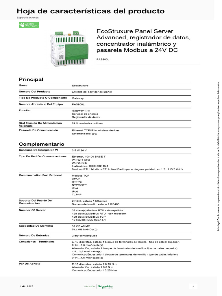Schneider Electric_EcoStruxure-Panel-Server_PAS800L | PDF | Protocolo ...