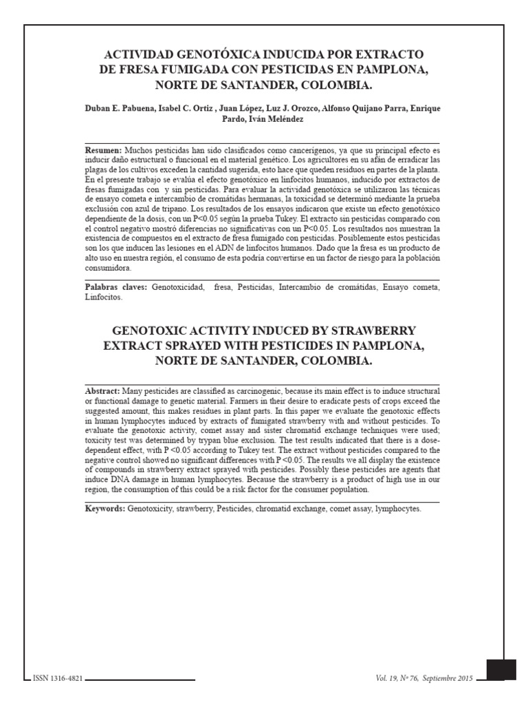 Efectos Genotóxicos de Fresas Fumigadas | PDF | Genética