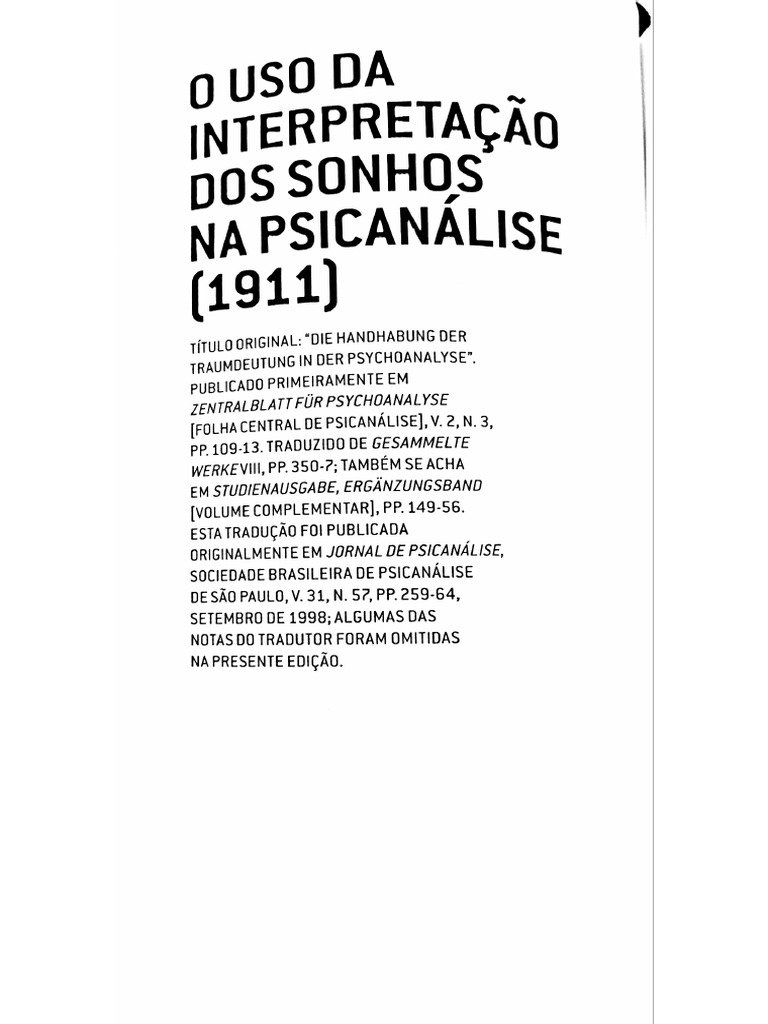 Aula 5 O Uso Da Interpretação Dos Sonhos Na Psicanálise Pdf