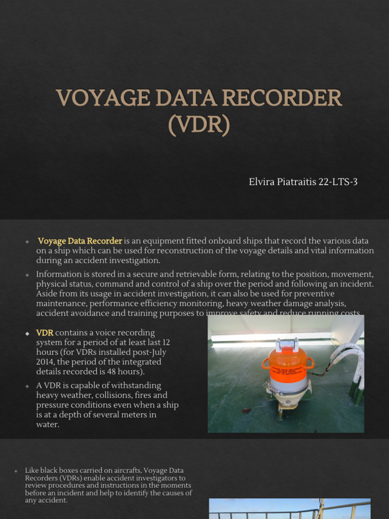 Voyage Data Recorder (VDR) : Elvira Piatraitis 22-LTS-3 | PDF