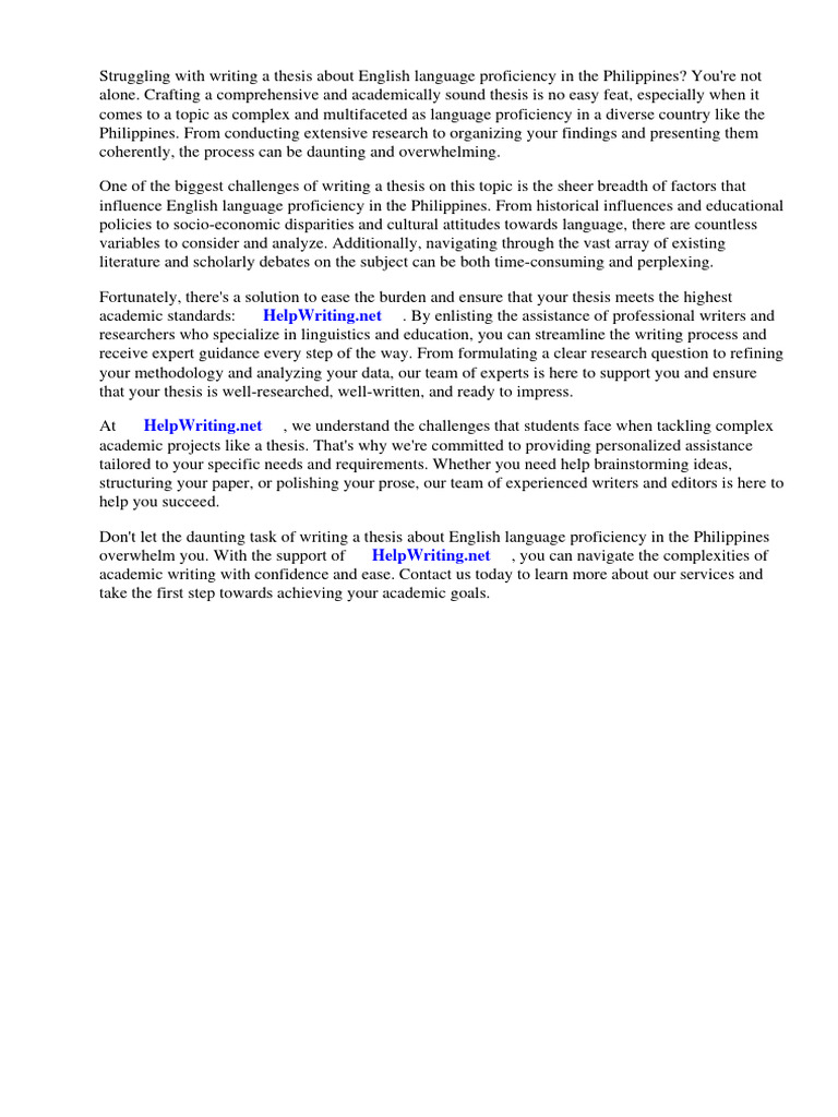Thesis About English Language Proficiency in The Philippines | PDF ... Thesis About English Language Proficiency in The Philippines | PDF ...