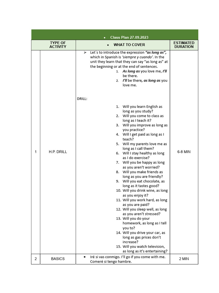 Class Plan Ariadna 02.10.2023 | PDF