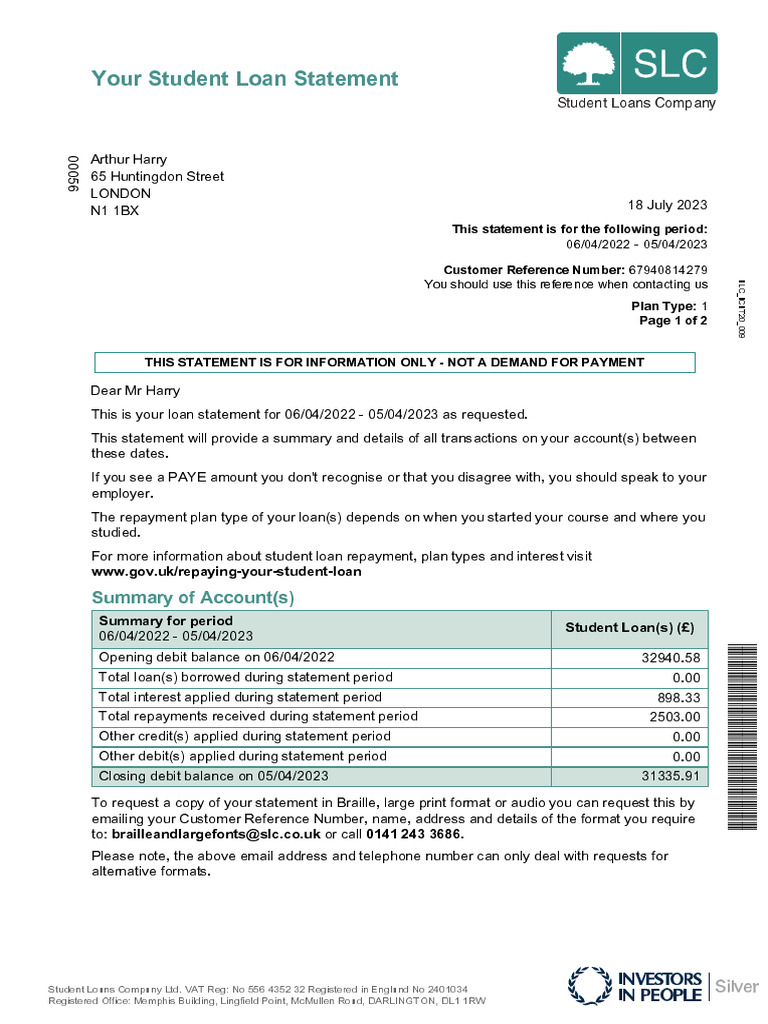 Student Finance Account - Letter | PDF | Debits And Credits | Loans