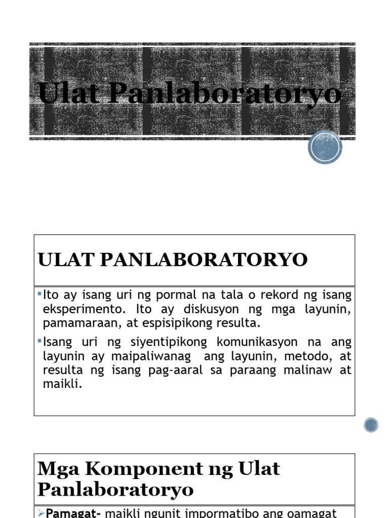 Ulat Panlaboratoryo | PDF