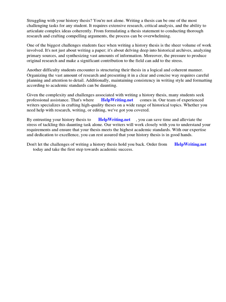 Example History Thesis Statement | PDF | Essays | Thesis
