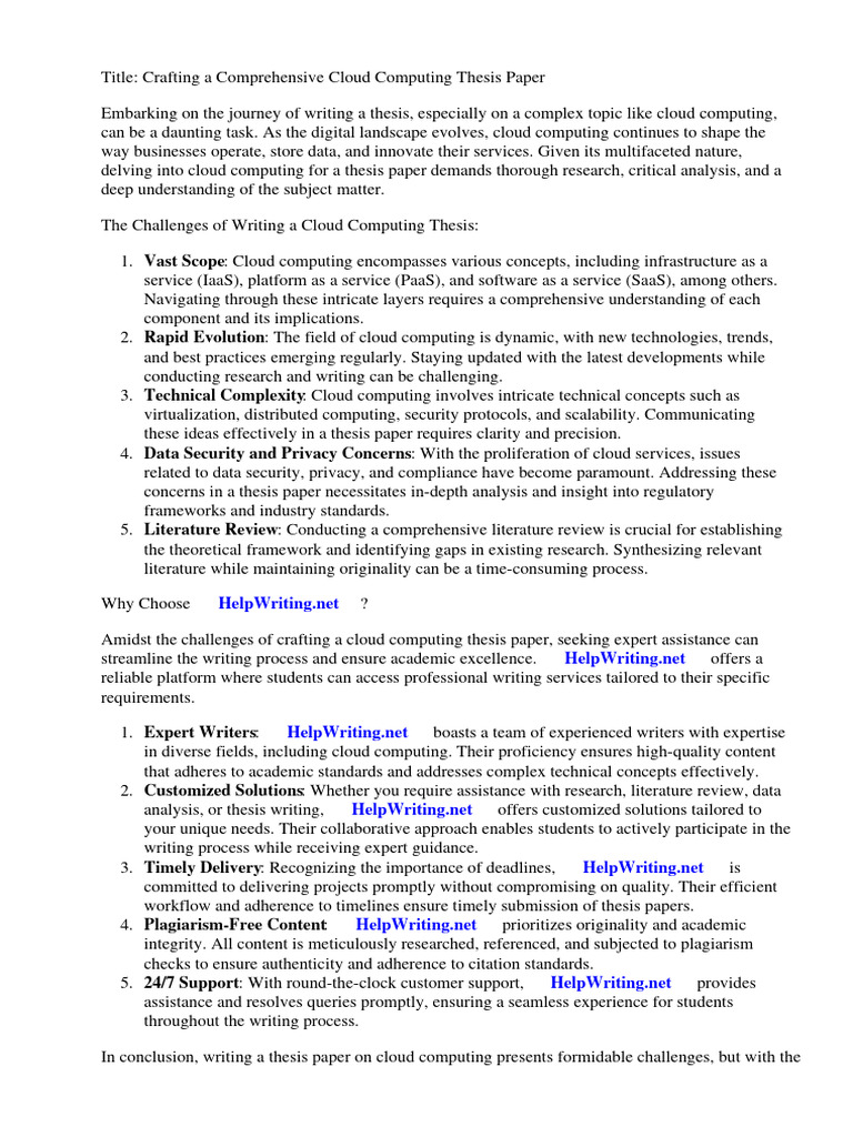 Cloud Computing Thesis Paper Pdf Cloud Computing Software As A