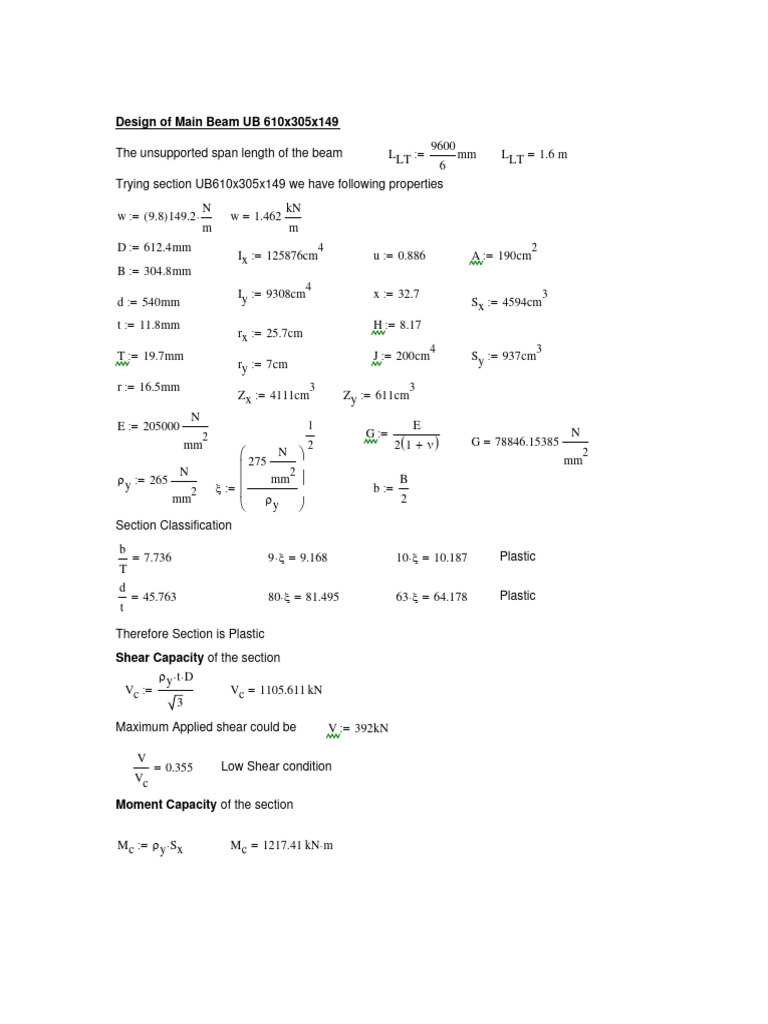 Mathcad - Main Beam Design Opening2 | PDF | Buckling | Structural ...