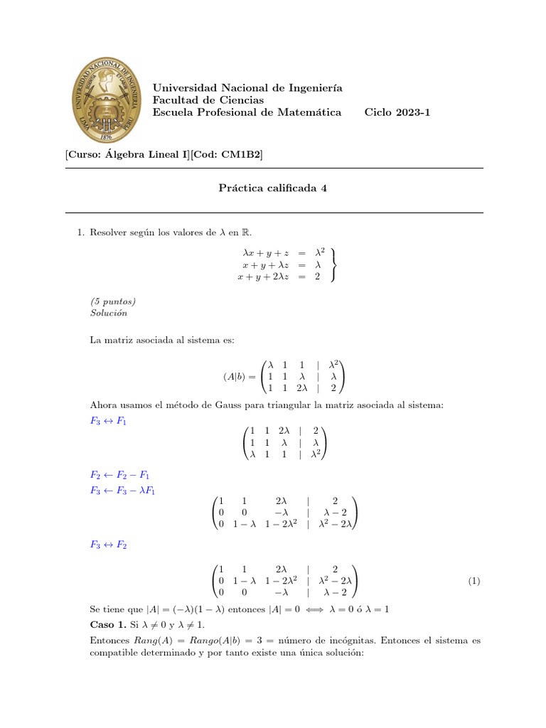 pc4 Lin Sol | PDF | Álgebra | Algoritmos