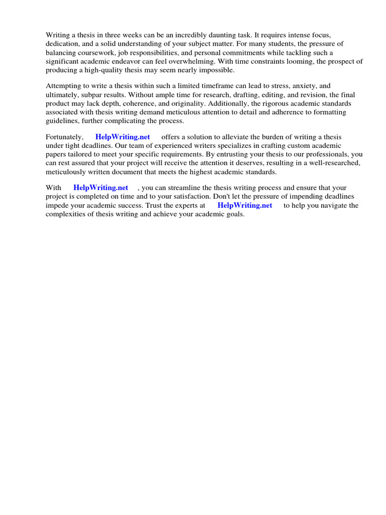 Writing A Thesis in Three Weeks | PDF | Thesis | Essays Writing A Thesis in Three Weeks | PDF | Thesis | Essays