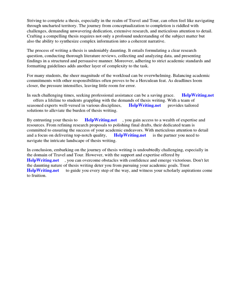 Thesis For Travel and Tour | PDF | Tourism