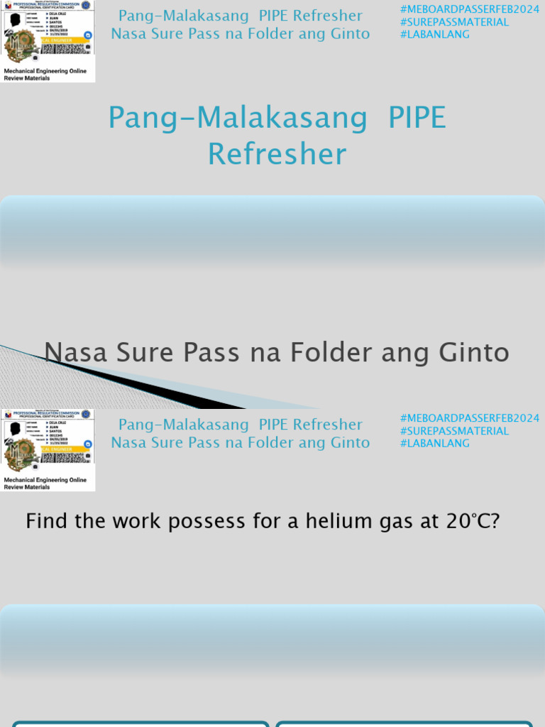 Pang Malakasang Pipe Refresher | PDF | Steam | Enthalpy