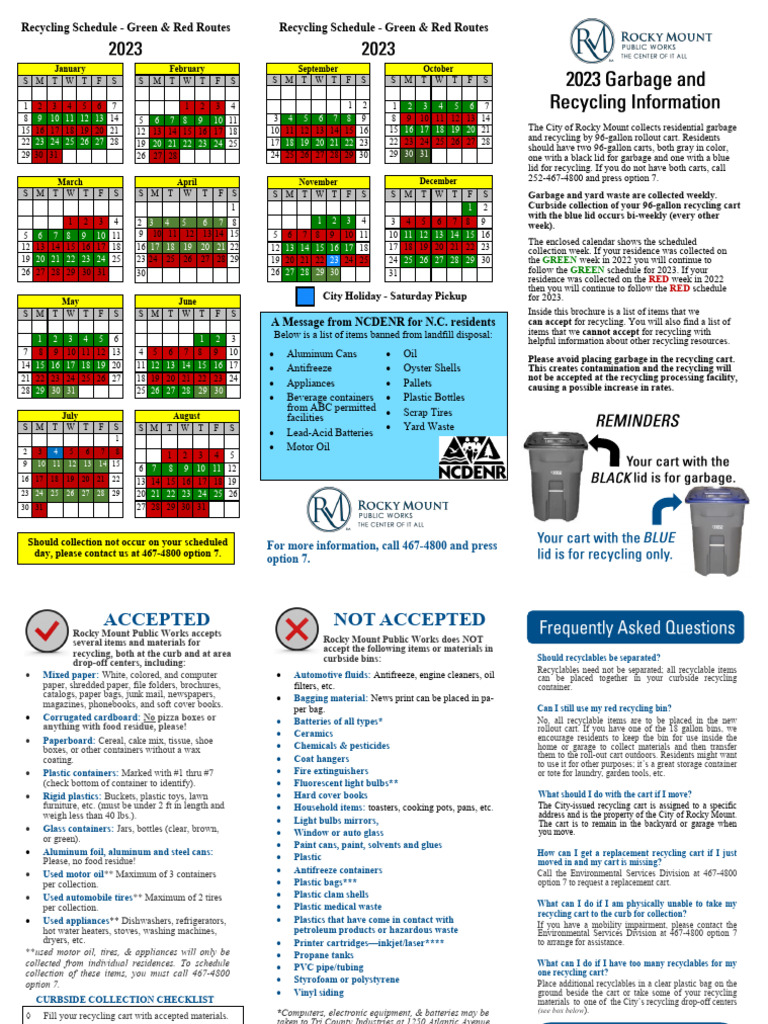 2023 Recycling Schedule for Rocky Mount | PDF | Recycling | Municipal ...