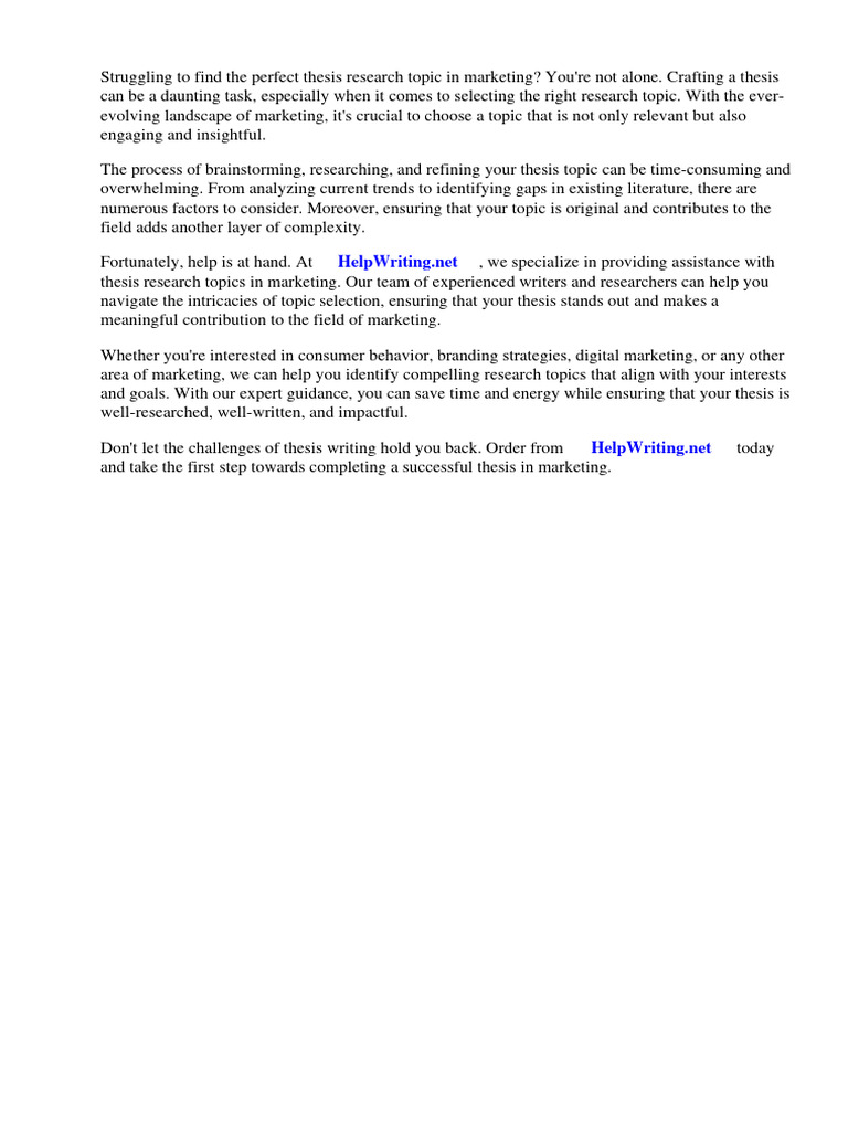 Thesis Research Topics in Marketing | PDF | Social Media | Popular ...