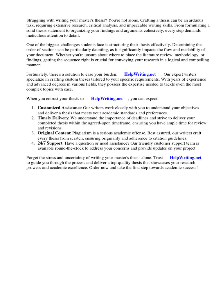 Order of Sections Masters Thesis | PDF | Thesis | Methodology