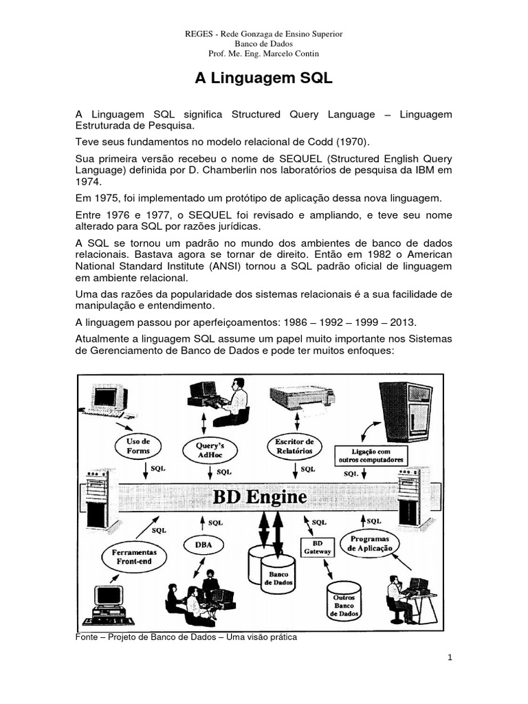 1 - Linguagem SQL - InTRODUÇÃO - Referencial Teórico | PDF | SQL ...