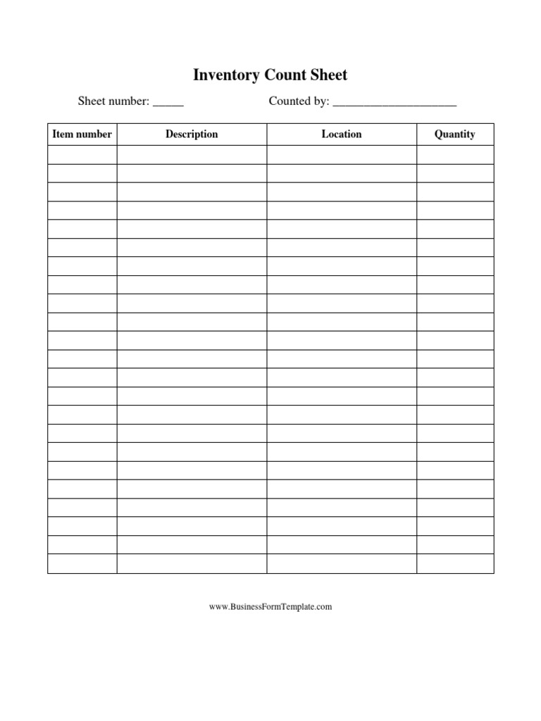 Inventory Count Sheet Template | PDF | Finance & Money Management